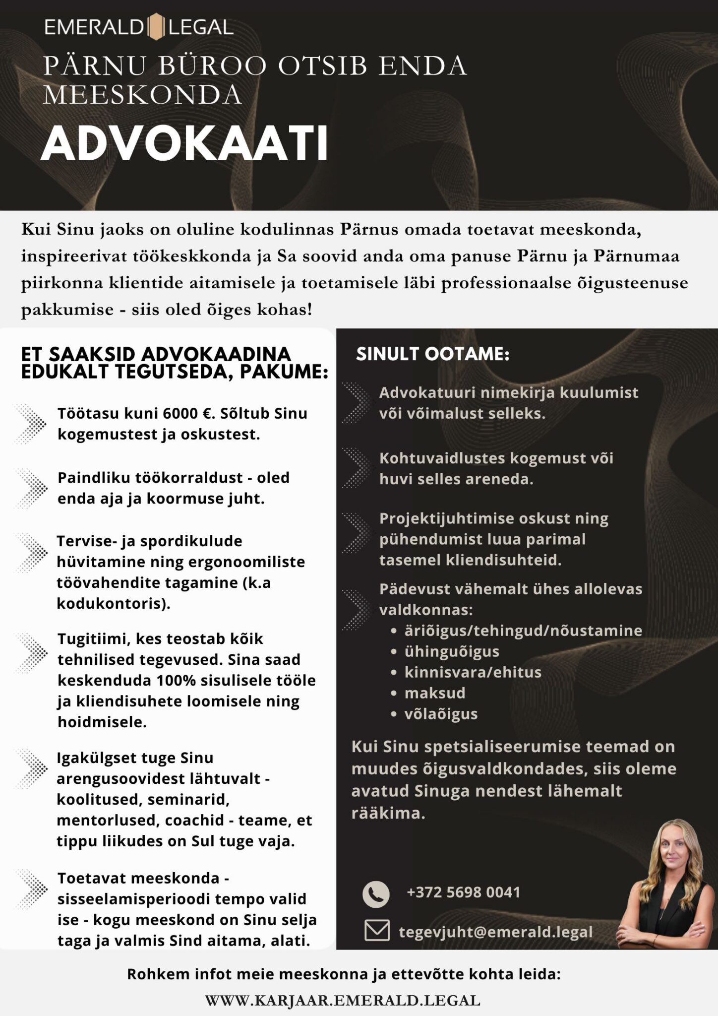 Karjäär EMERALDIS - Tutvu tööpakkumistega | Jurist, advokaat